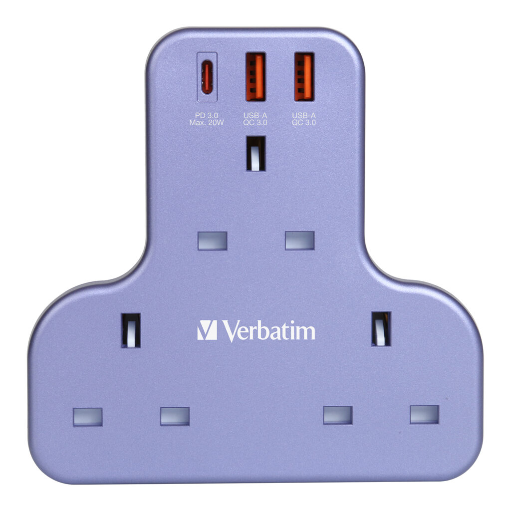 3 Socket PD & QC 3.0 Flat Wall Outlet Extender - Verbatim Hong Kong