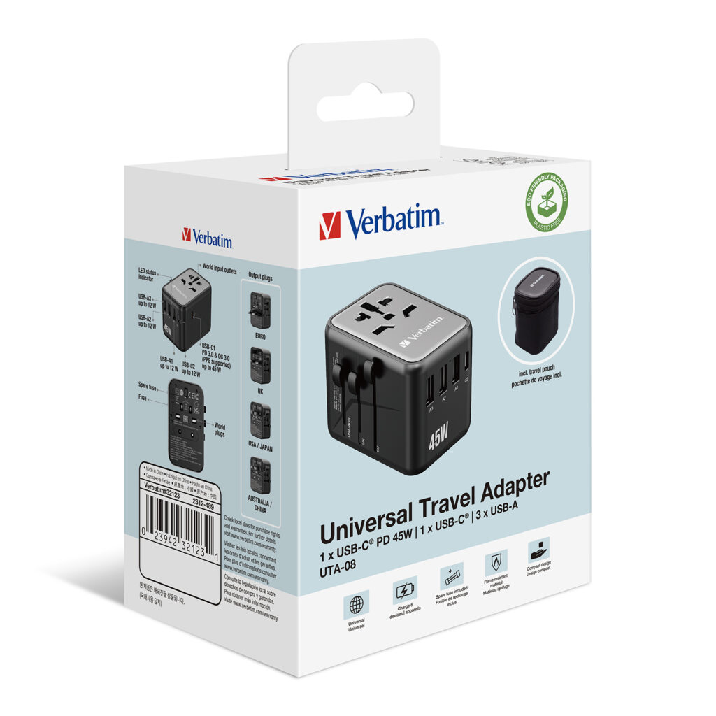 5 Port 45W Universal Travel Adapter (UTA-08) - Verbatim Singapore