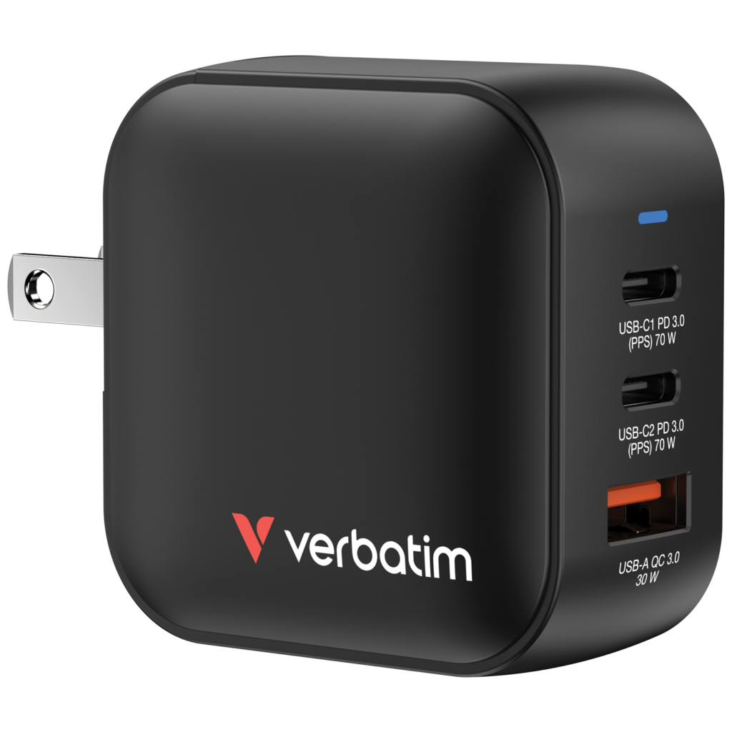 3-Port 70W Mini GaN Charger (MGaN70-3) - Verbatim Singapore